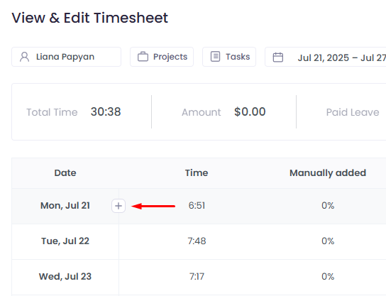 View & Edit Timesheets