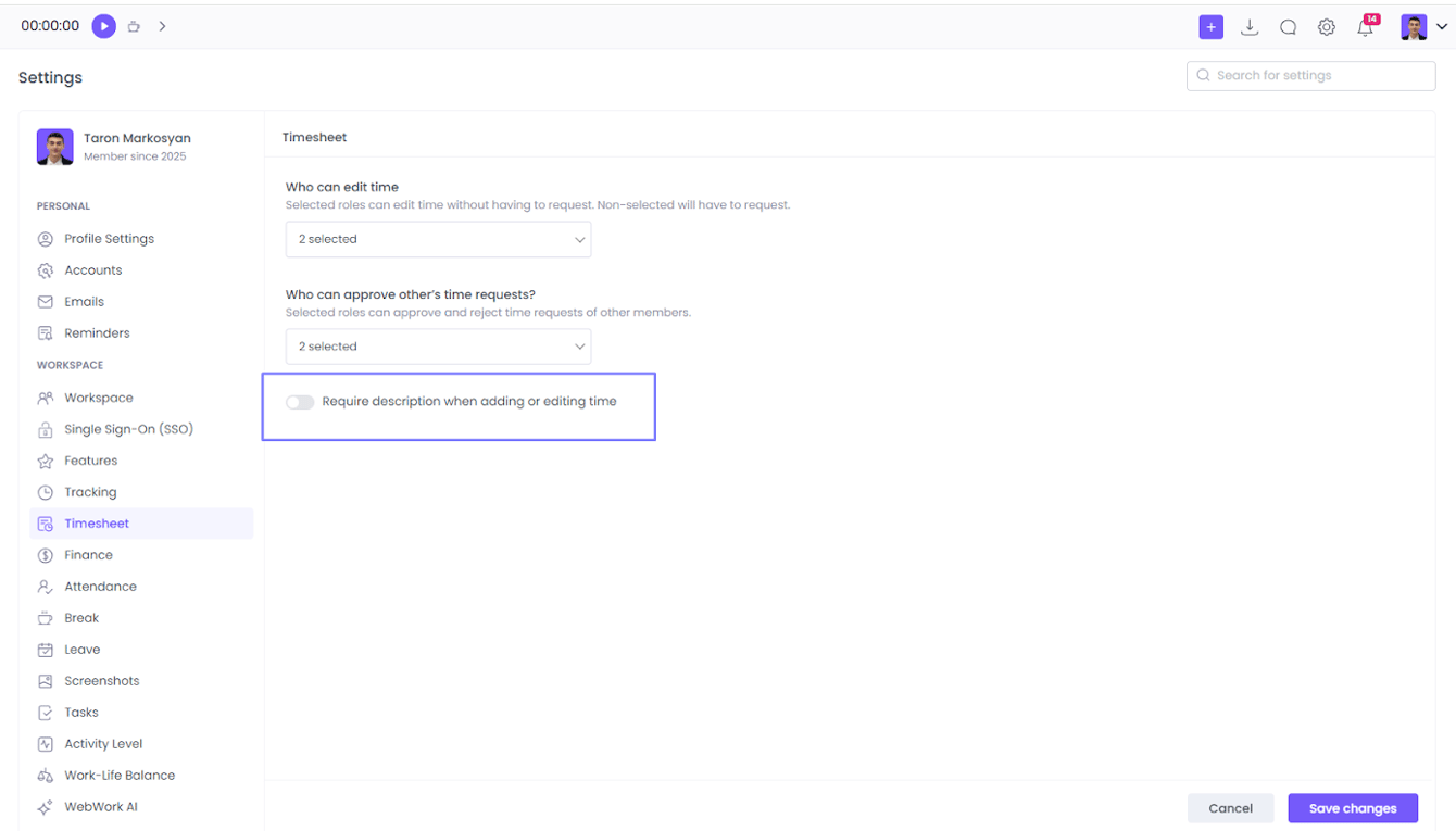 View & Edit Timesheets
